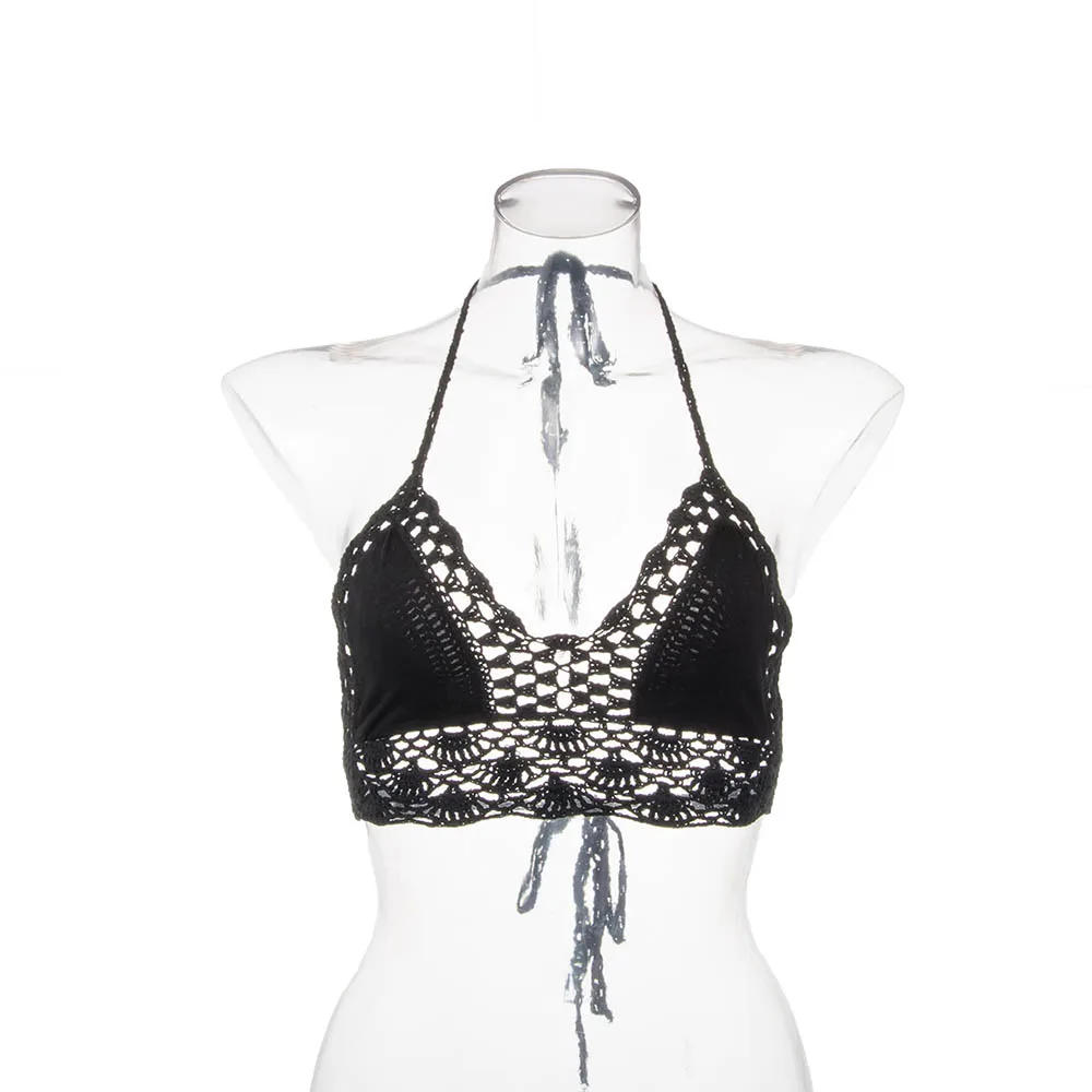 Summer Women Beach Bra Crochet Lace Knit Bra Beach Sexy Boho Style V Neck Bra In Bras From