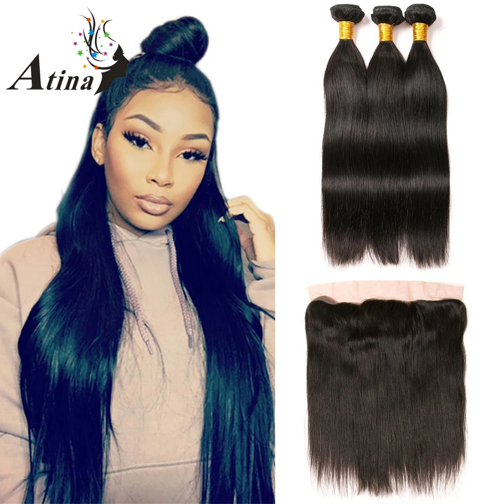 Atina Straight Ear To Ear Lace Frontal Closure With Bundles Virgin
