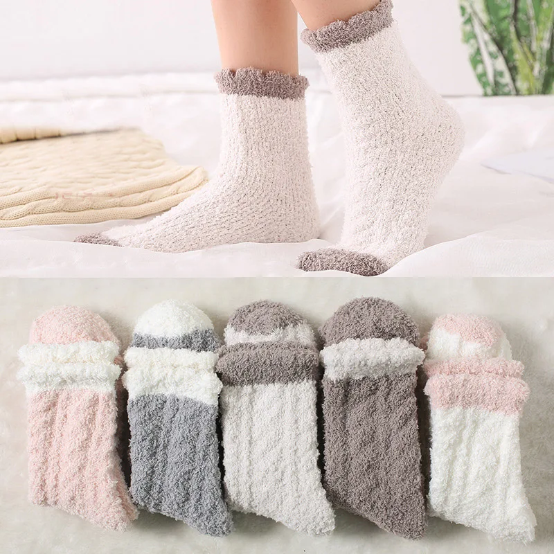 Winter Women Warm Socks Coral Velvet Ladies Girls Socks Casual Fluffy