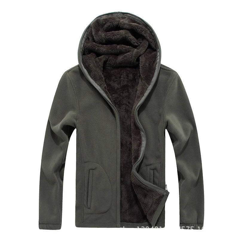 Chaqueta de forro polar con capucha para hombre, abrigo térmico de ...
