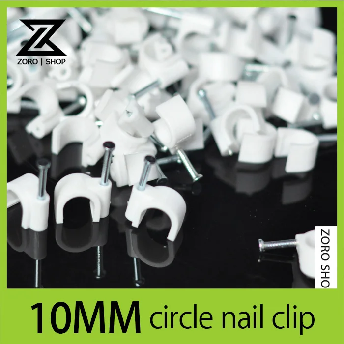 Zoro (100pcs) 10mm Circle Nail Clip White Wire Clasp White - Cable ...