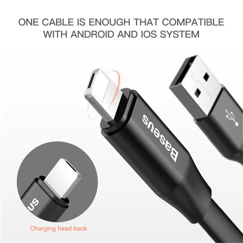 Baseus 2in1 Portable short cable For iPhone lightningµ Fast Charger ...