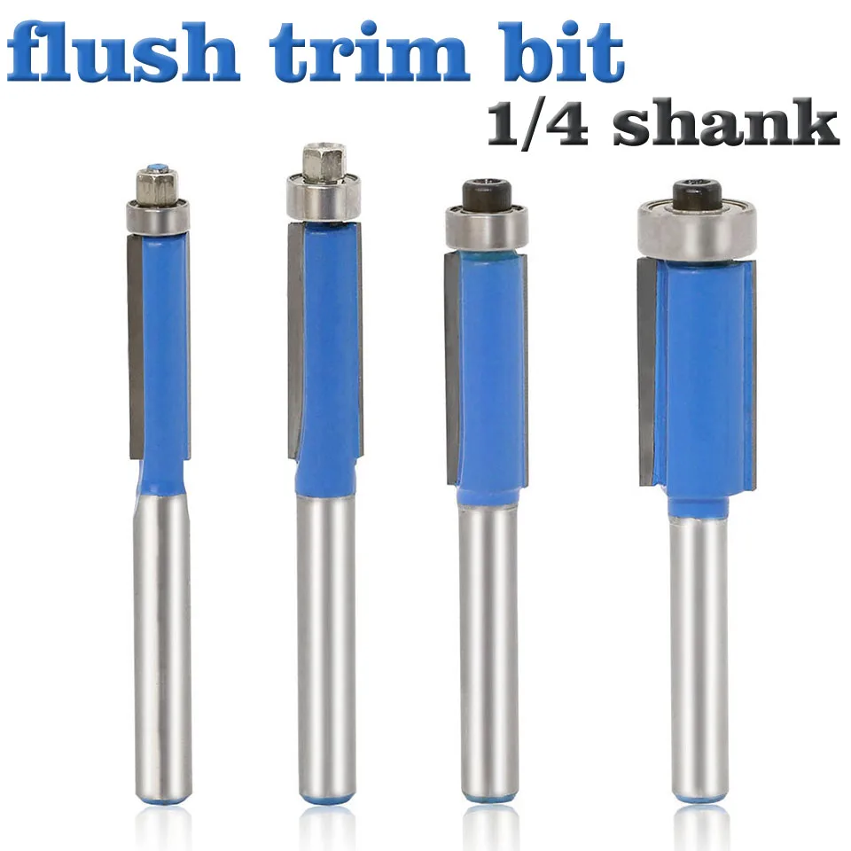 4pcs 1/4" Shank Flush Trim Router Bits For Wood Trimming Cutters With ...