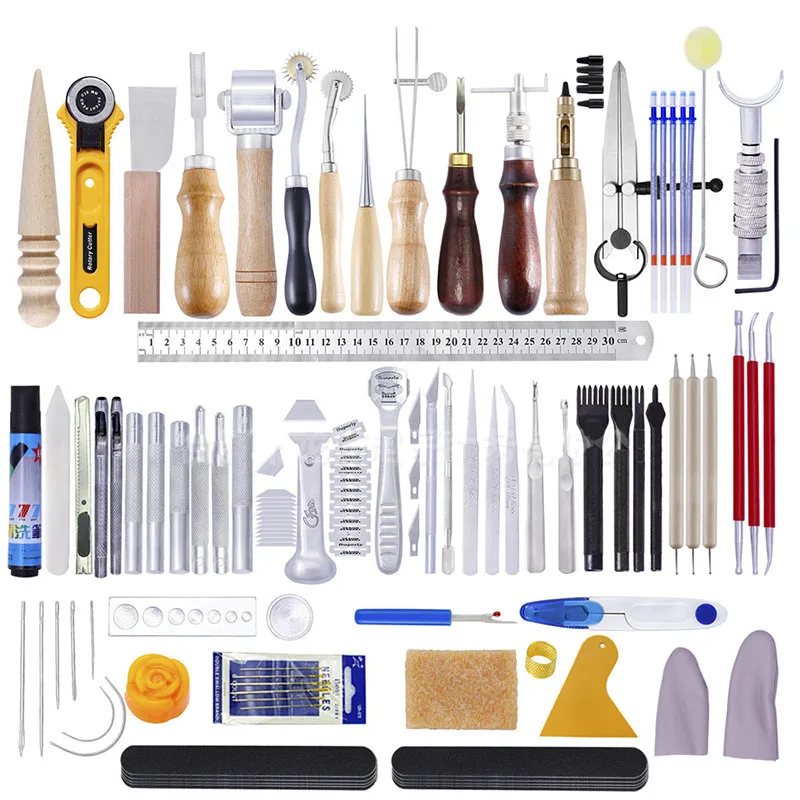 83Pcs-DIY-Leather-Stitching-Tool-Hand-Sewing-Kit-with-Prong-Hole-Punch ...