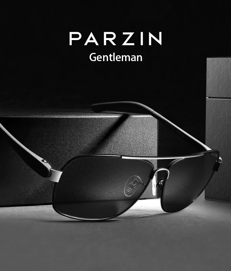 PARZIN, классические мужские солнцезащитные очки, сплав, оправа, TAC ...