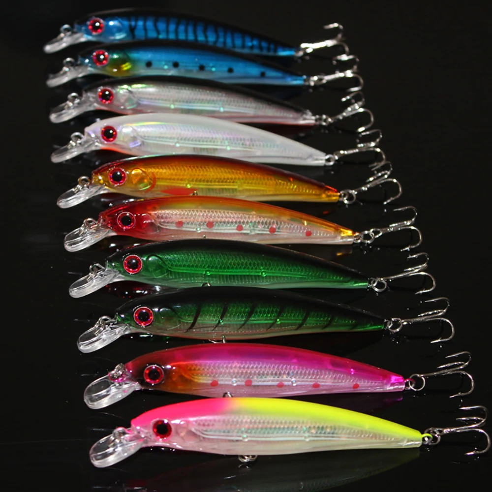 10pcs Floating Minnow Fishing Lure Hard Artificial Crank Bait 3D Eyes 11cm 14g Fishing Wobblers ...