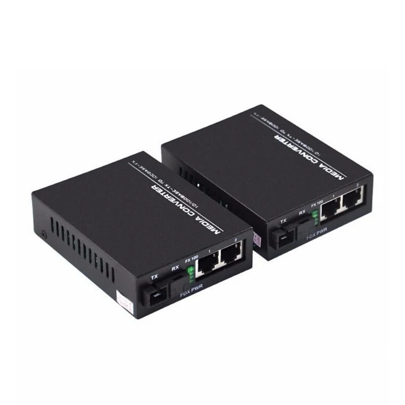 10/100/1000Mbps Glasvezel Media Converter 1 Optische Poort 2 RJ45 ...
