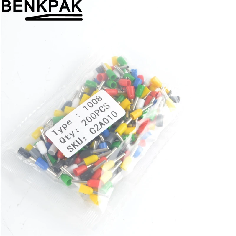 200pcs/lot E1008 Tube Insulated 1MM2 Cable Wire Connector Crimp ...