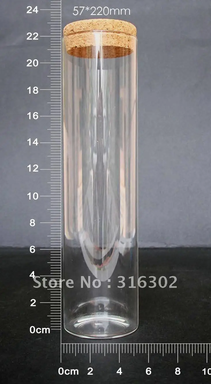 100pcs/lot 380ml Glass Tube with Wood Cork Cork Stoppered Vial Dispay ...