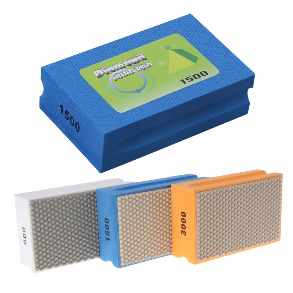 BENGU 800/1800/3500 Grit Diamond Hand Polishing Pad Grinding For Glass ...