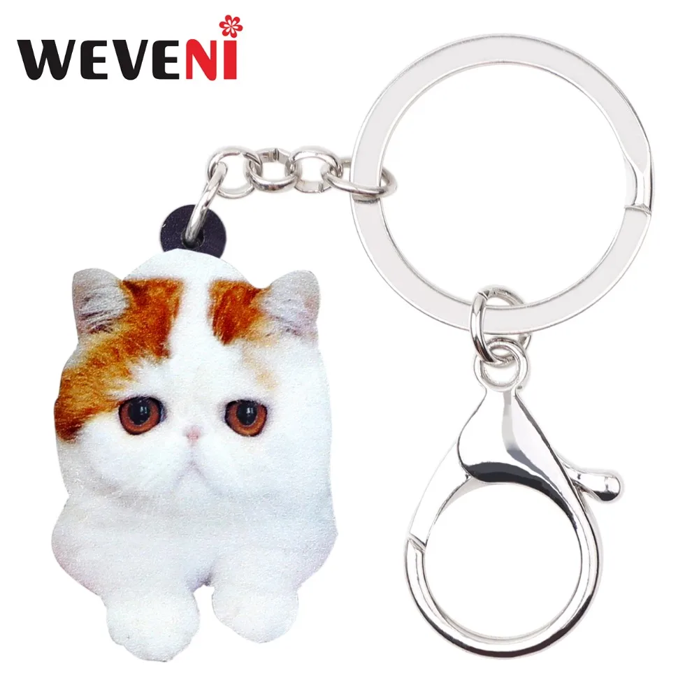 WEVENIAcrylic Anime Cute Kitten Cat Key Chains Keychains Rings Fashion ...