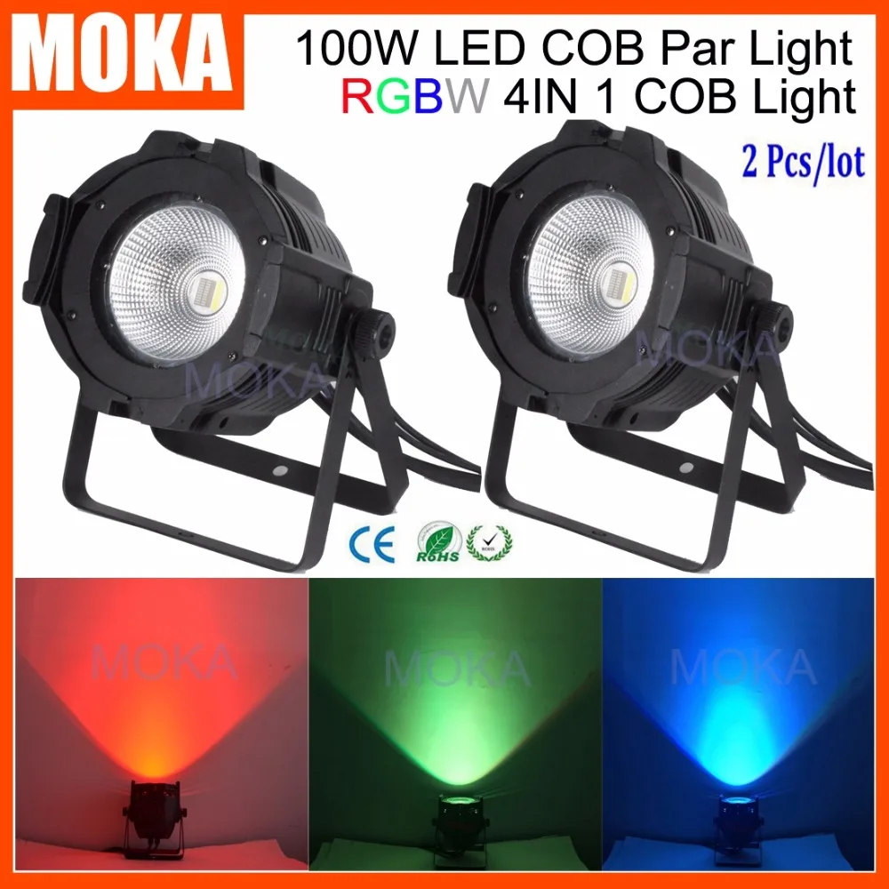 2Pcs/Lot AC100V 220V 50HZ 60HZ 4 IN 1 RGBW UV Mix Color COB Par Light ...