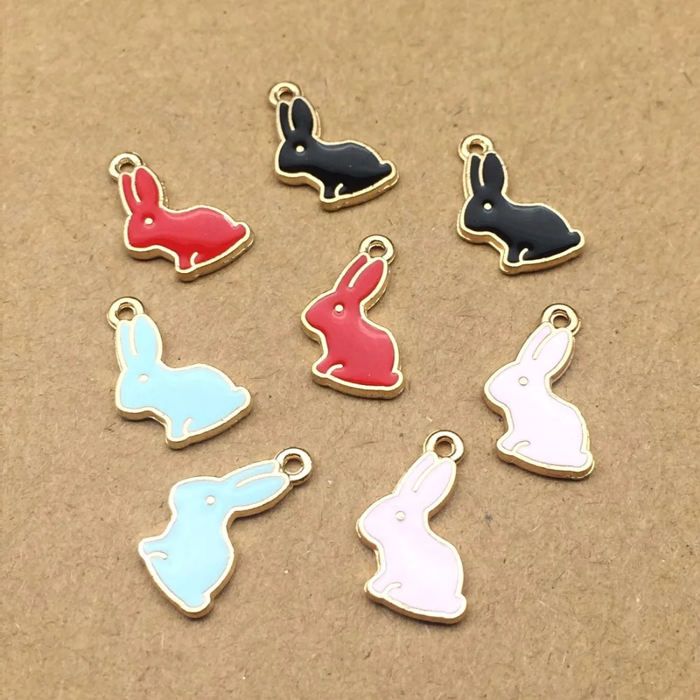 10pcs 10x15mm Fashion Zinc Alloy Enamel Bunny Charms For Bracelet ...