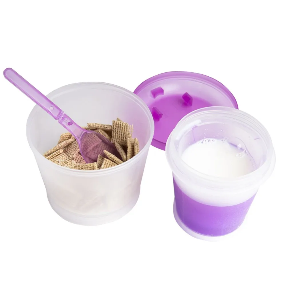 מוצר - Cereal To Go Plastic Snack Cup with Lid and Foldable Spoon gel ...