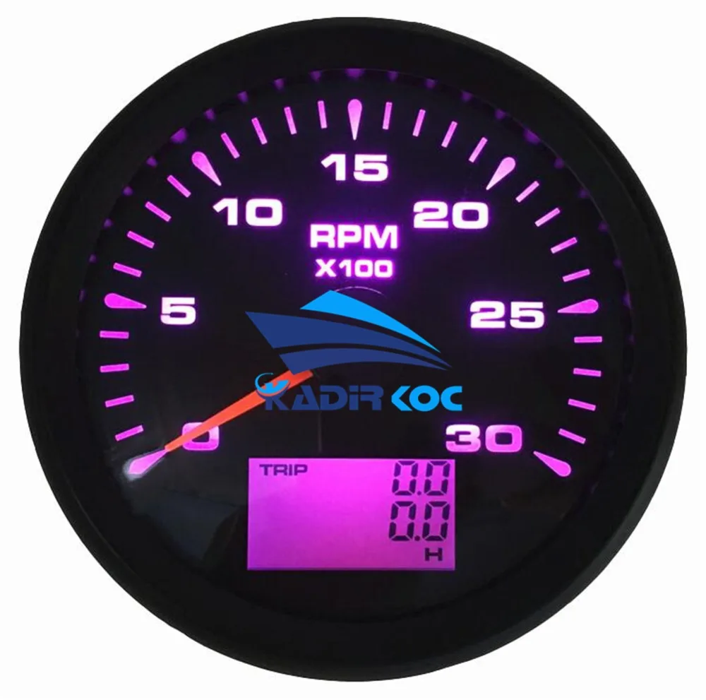 1pc 0 3000RPM Marine Tachometers LCD Display 85mm Rev Counters ...