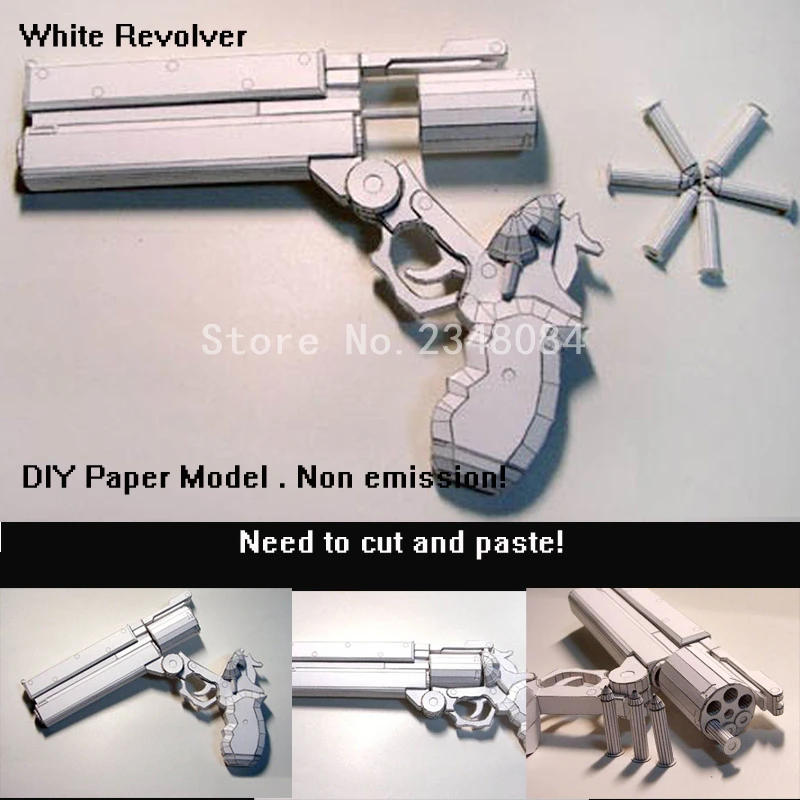 New 3D Scale 1:1 Paper Model White Revolver Pistol Paper Models Toys ...