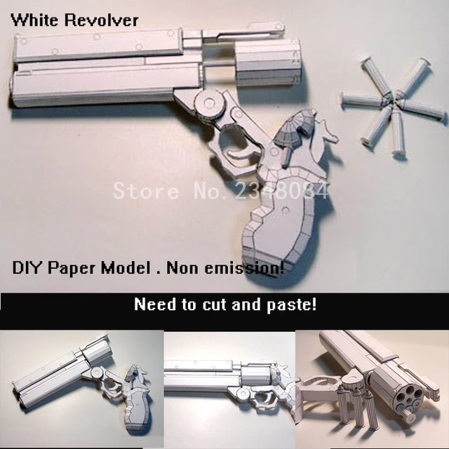 New 3D Scale 1:1 Paper Model White Revolver Pistol Paper Models Toys ...