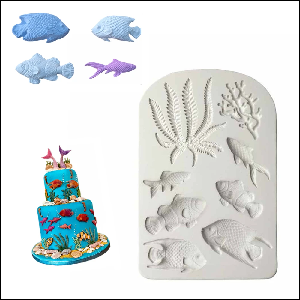 DIY-Epoxy-Resin-Seaweed-Fish-Silicone-Mold-Ocean-Series-Cake-Baking ...