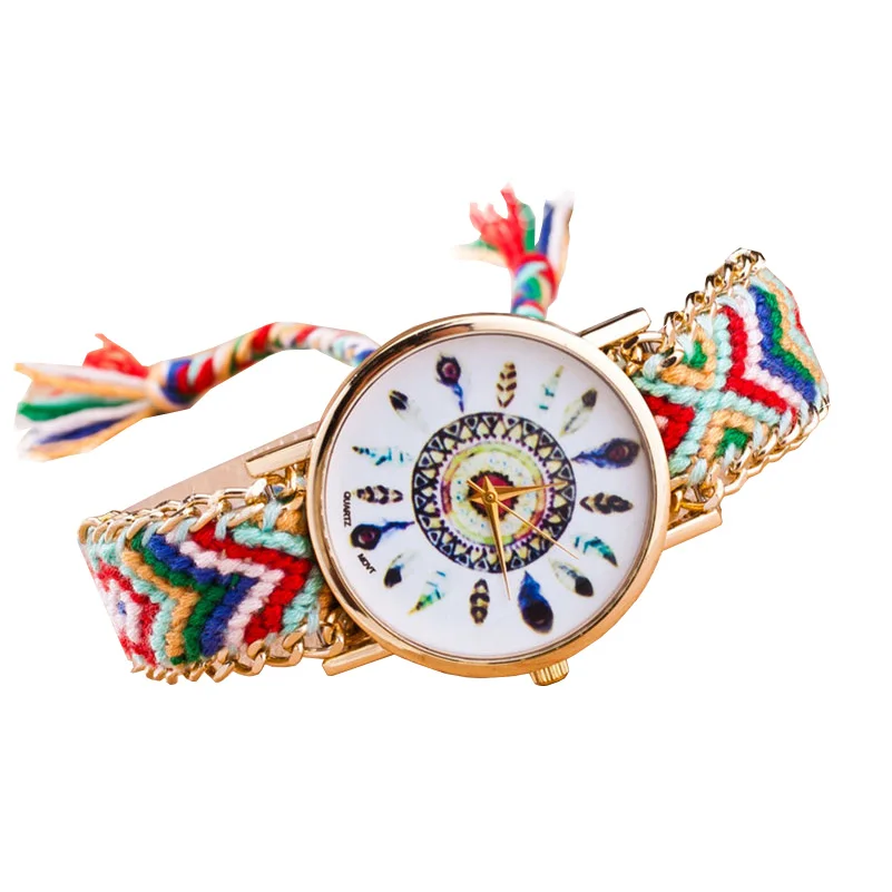 Quartz Wristwatches Woman Woven Bracelet Watches Knit Watch Peacock ...