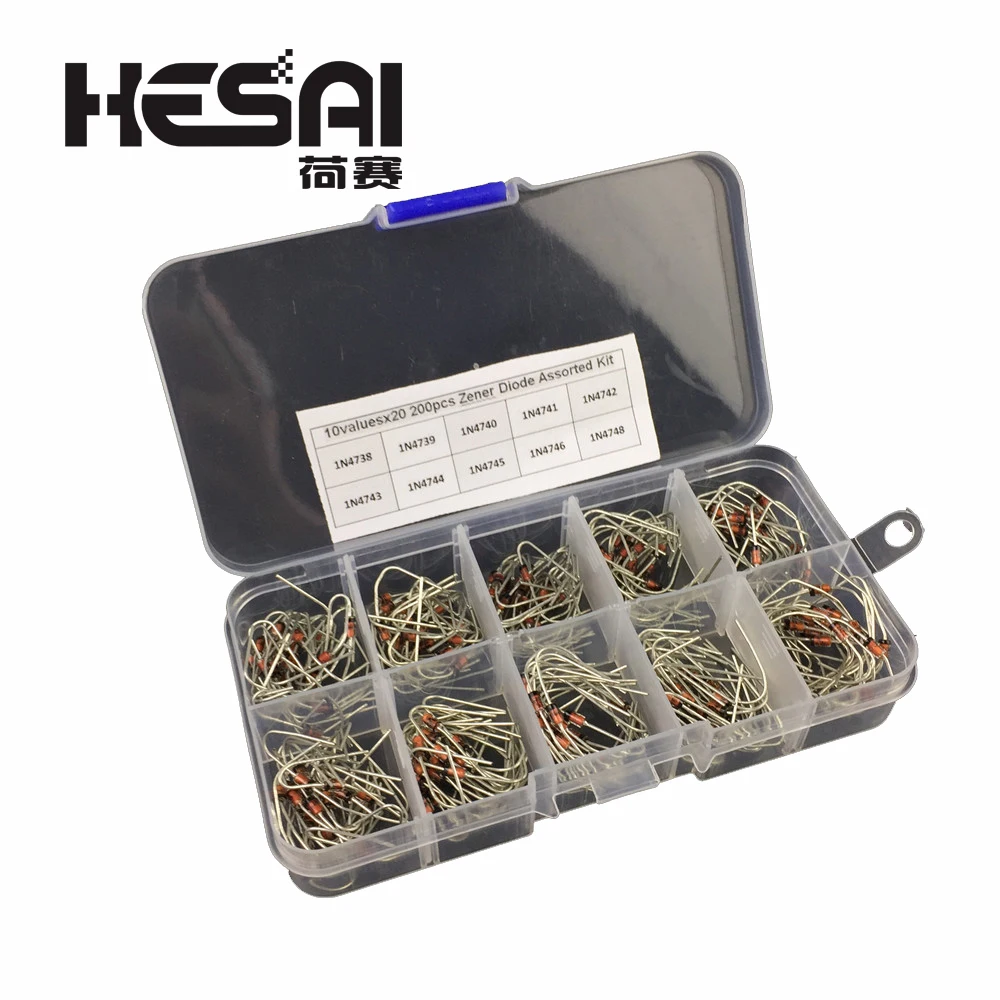 10 Values 200pcs Zener Diode Assortment Electronic Kit 1N4738 1N4739 1N4740 1N4741 1N4742 1N4743 ...