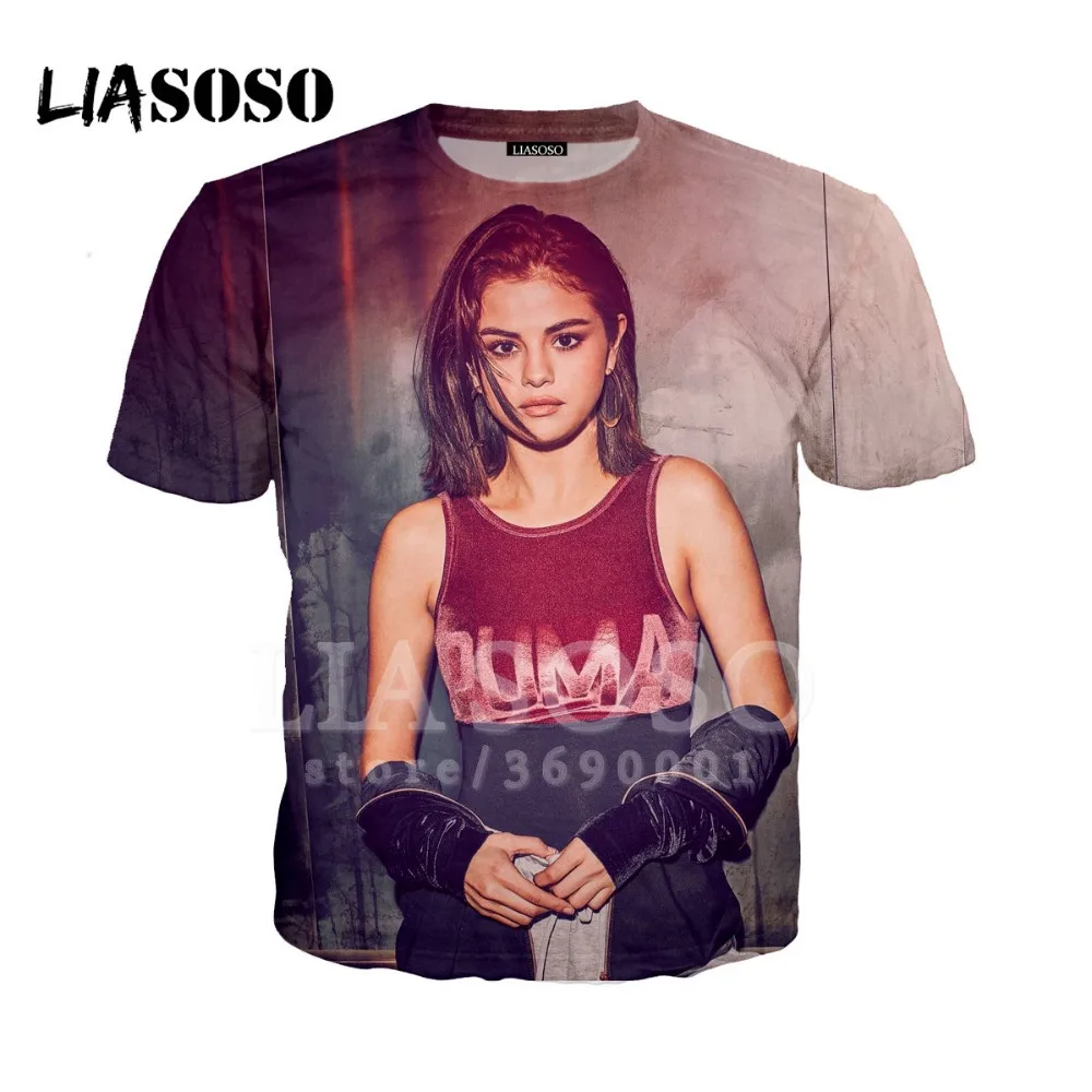 Liasoso 3d Print Women Men Singer Sexy Girls Selena Gomez Tshirt Summer T Shirt Hip Hop Pullover