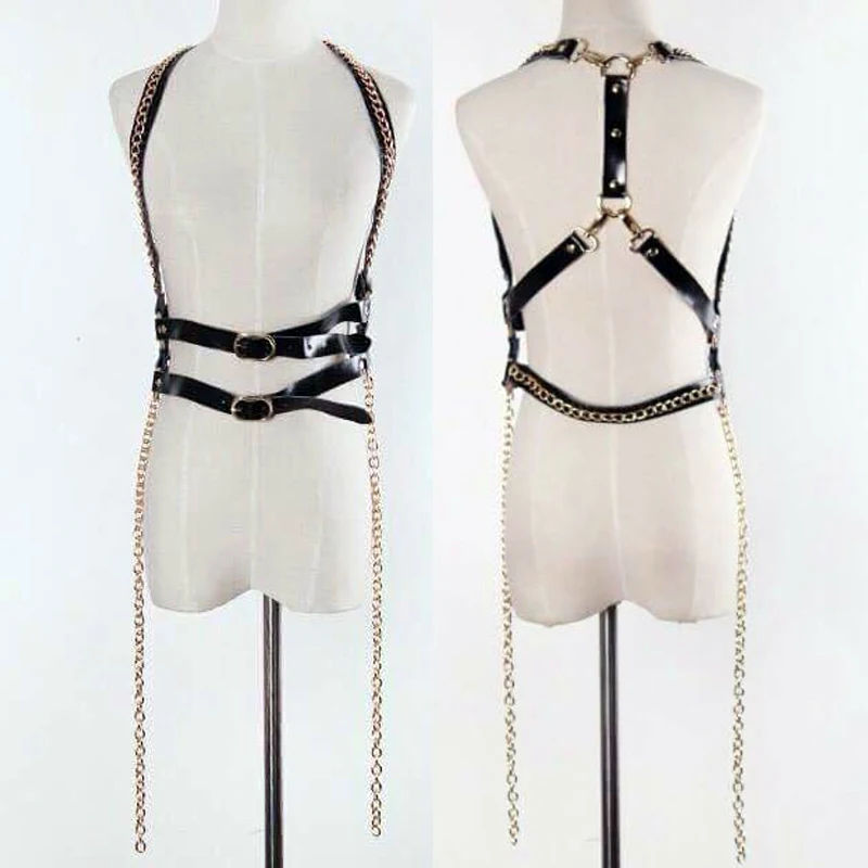 100-Handmade-Punk-Gothic-Leather-Women-Harness-Waist-Belt-Heavy-Duty ...