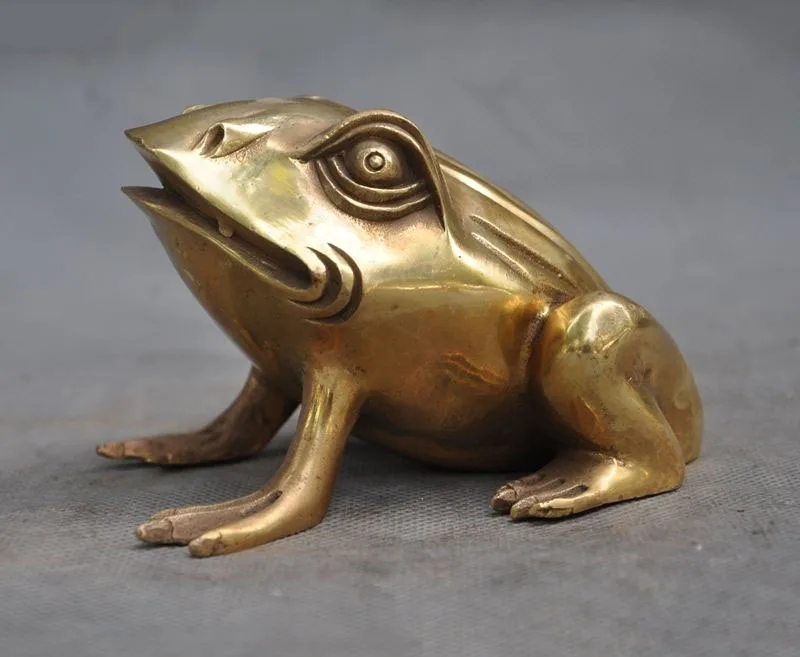 wedding decoration 5" Chinese Fengshui brass Copper Wealth lucky Frog ...