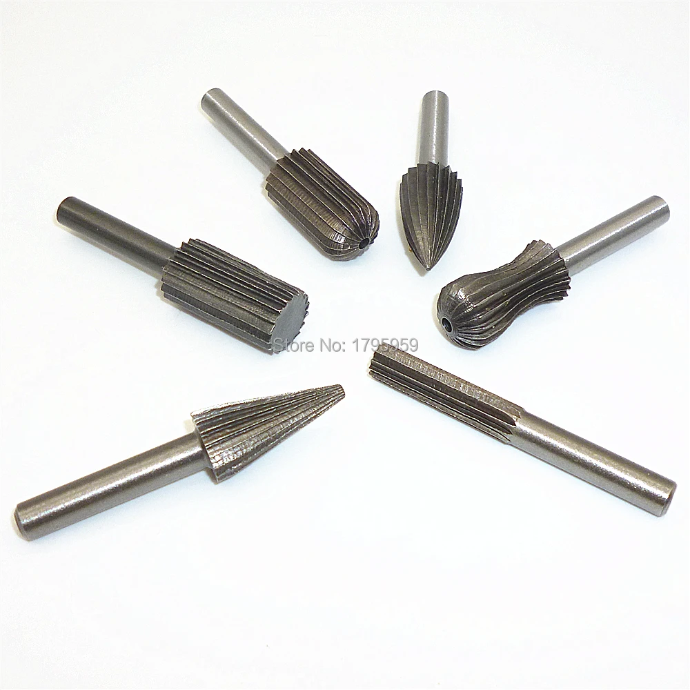 6pcs 1/4" 6mm Straight Shank High Speed Steel Burr Rotary Cutter files ...