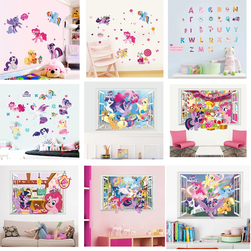 Cartoon Wall Stickers For Kids Rooms Children Bedroom Wall Decals Girl ...