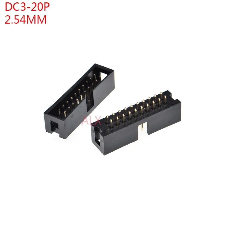 10pcs dc3-20p 2.54MM pitch JTAG ISP MALE SOCKET straight idc box headers PCB CONNECTOR DOUBLE ...