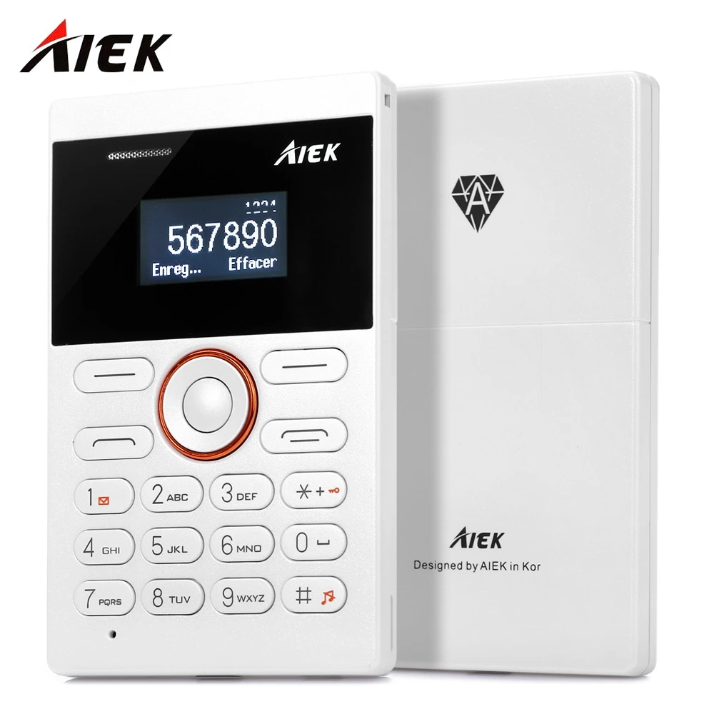 AIEK E1 1.0 inch Mini Cell Card PhoneQuad Band Card Phone FM Audio ...