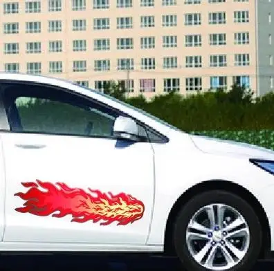 Red Flame Car Sticker Large Red Train Sticker Car Scratch Blocking Body ...