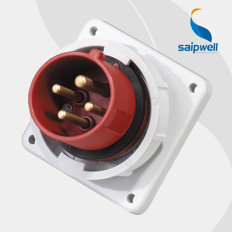 16A 400V 4P (3P+E) waterproof industrial socket outlets wall mounted ...