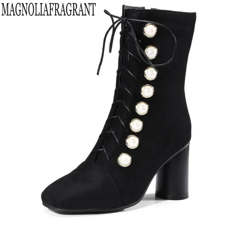 Womens Boots New Autumn Winter Women Ankle Boots High Heels Lace Up