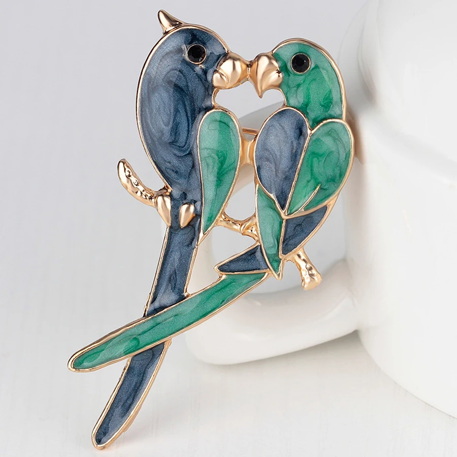 10pcs Classical Blue Enamel Love Bird Couple Brooch Pins Fashion Women ...