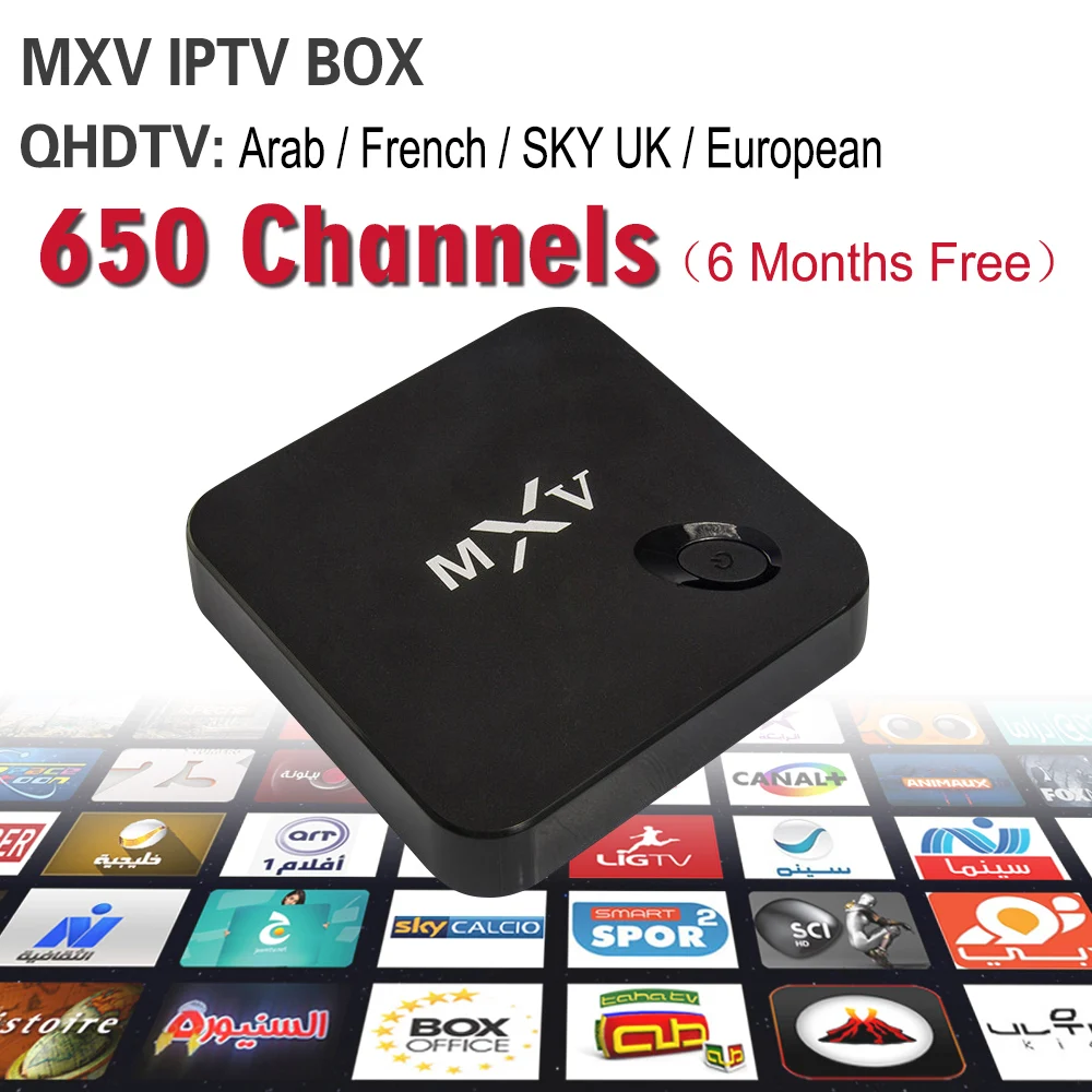 MXV Android TV Box 650+ Europe Arabic IPTV Channel QHDTV Channels Media ...
