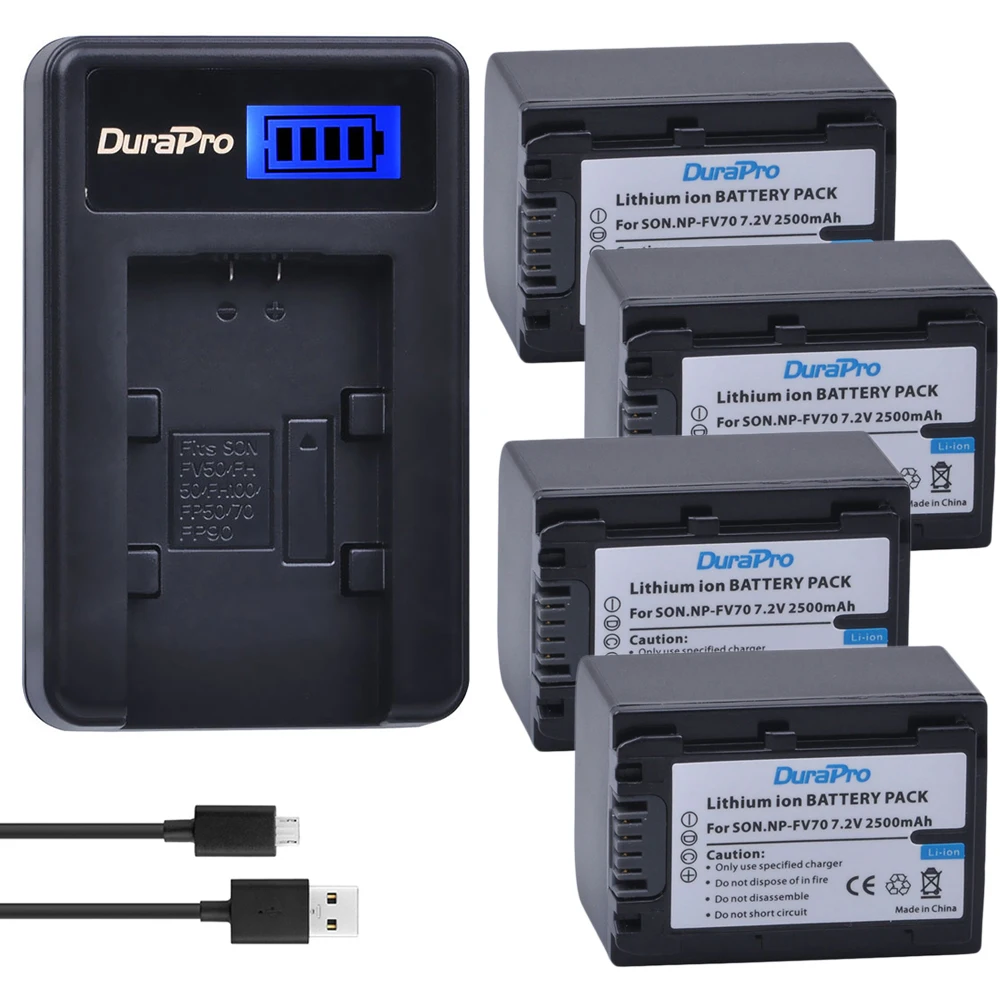 Batería de iones de litio NP FV70 NP FV70, Cargador USB LCD, 2500mAH, 7,2 V, para Sony NP FV50 ...