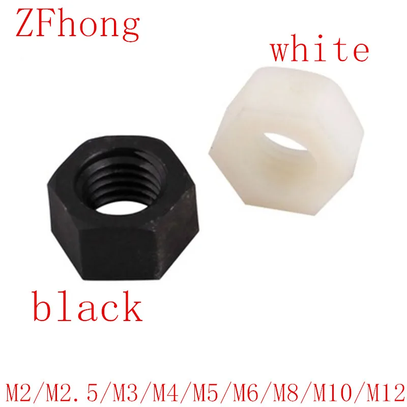 20-50pcs Din934 M2 M2.5 M3 M4 M5 M6 M8 M10 M12 White And Black Nylon Plastic Hex Nut Nuts - Nuts ...