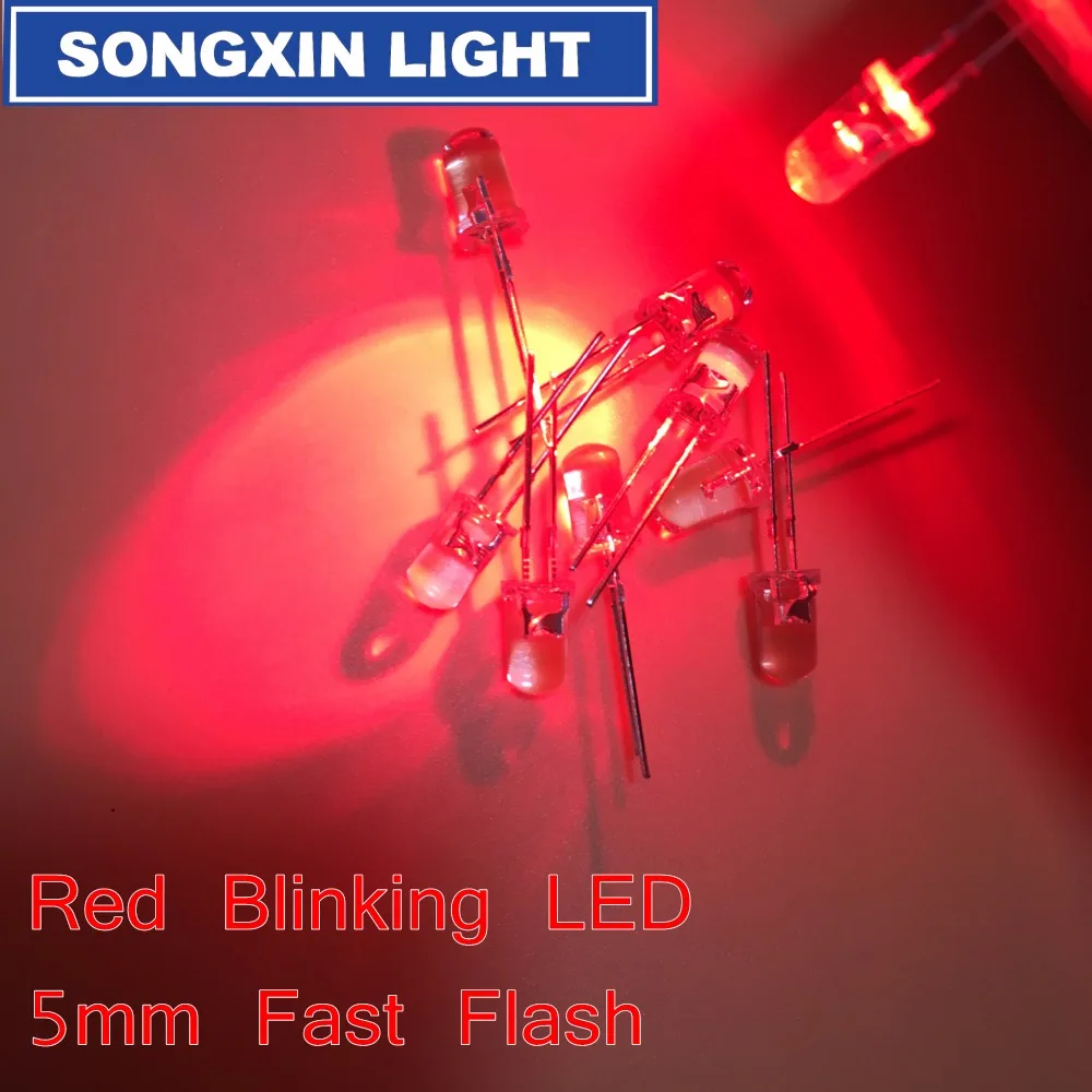 100pcs 5mm Red Light-Emitting-Diode Automatic Flashing LED Flash ...
