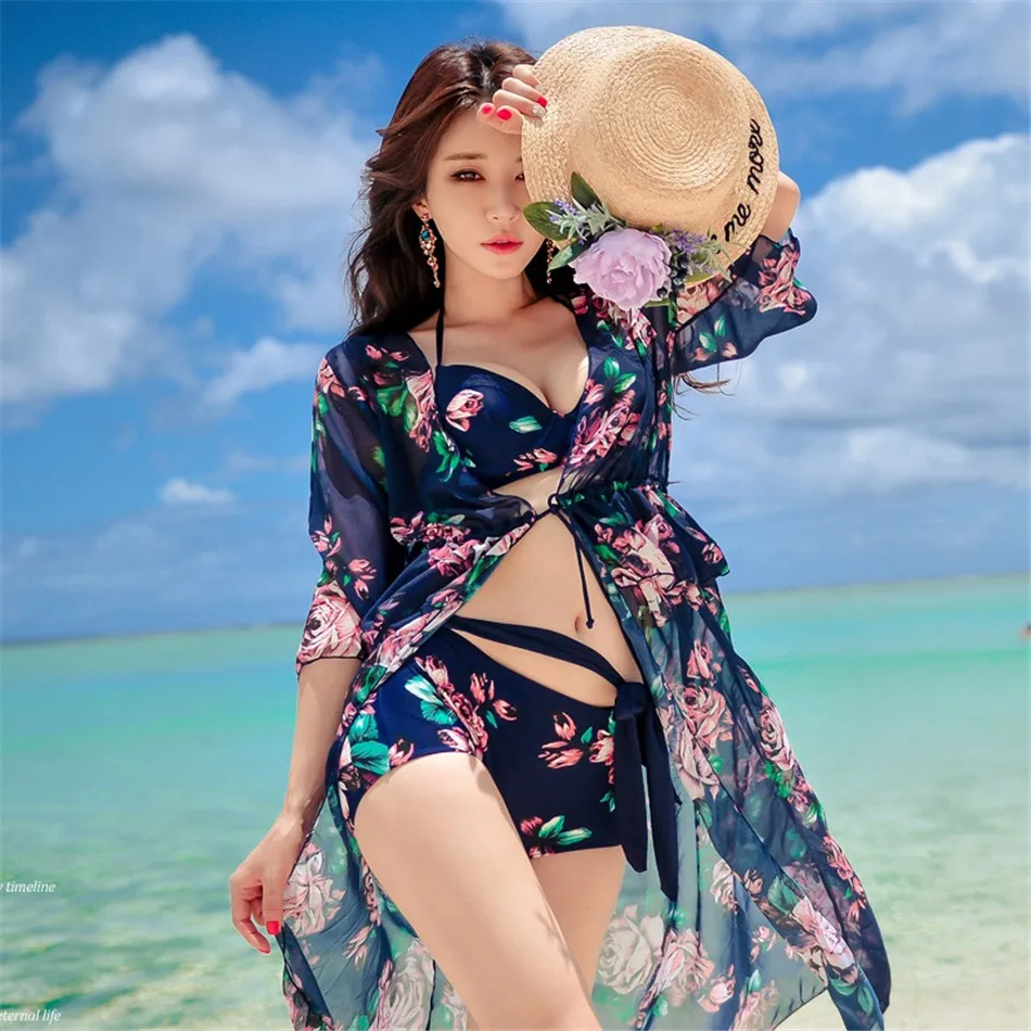 Li Fi Corea Tres Piezas Conjunto De Bikini Traje De Baño Para Mujer
