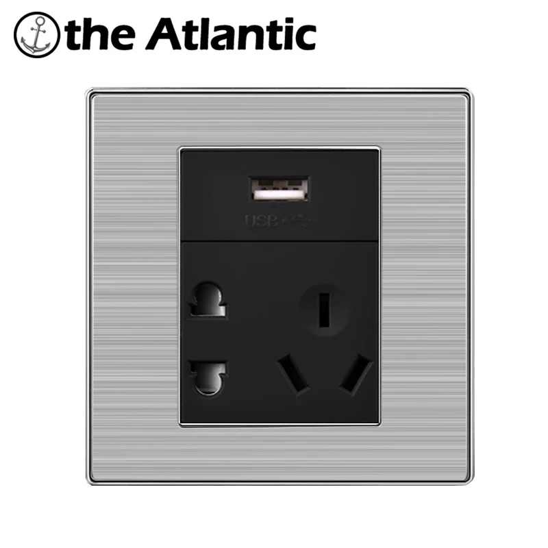 Atlantic Single USB Socket with 5 Hole Power Socket Enchufe Luxury Wall ...