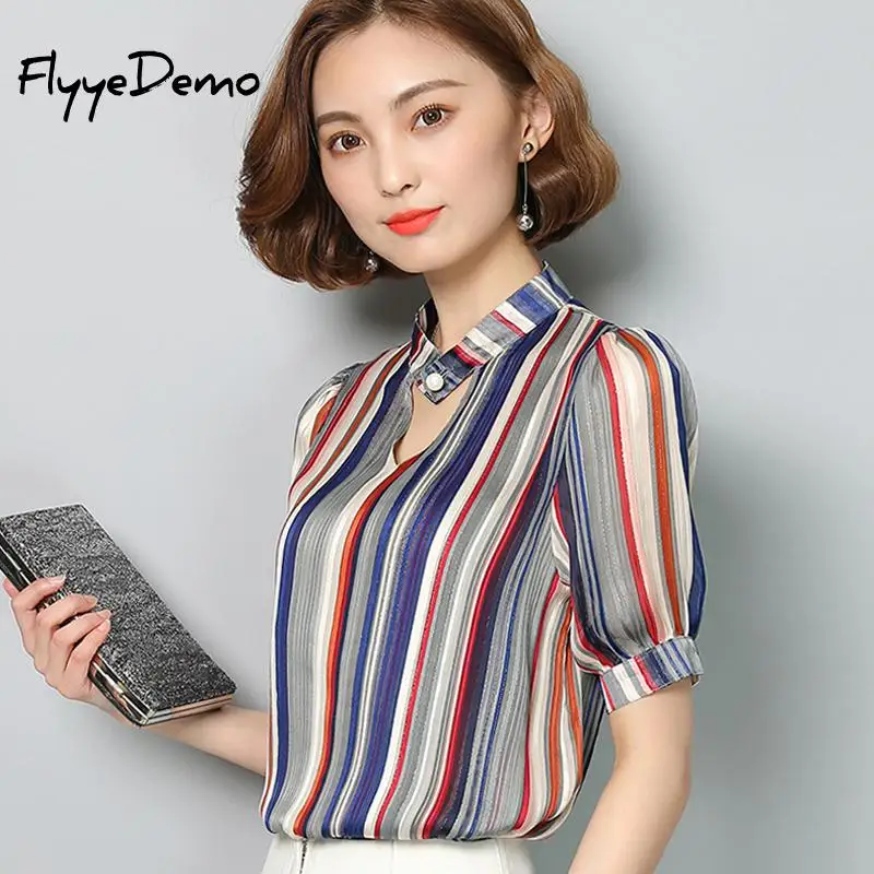 11 Styles Women Puff Sleeves Blouse 2018 Summer Stand Neck Sexy Hollow