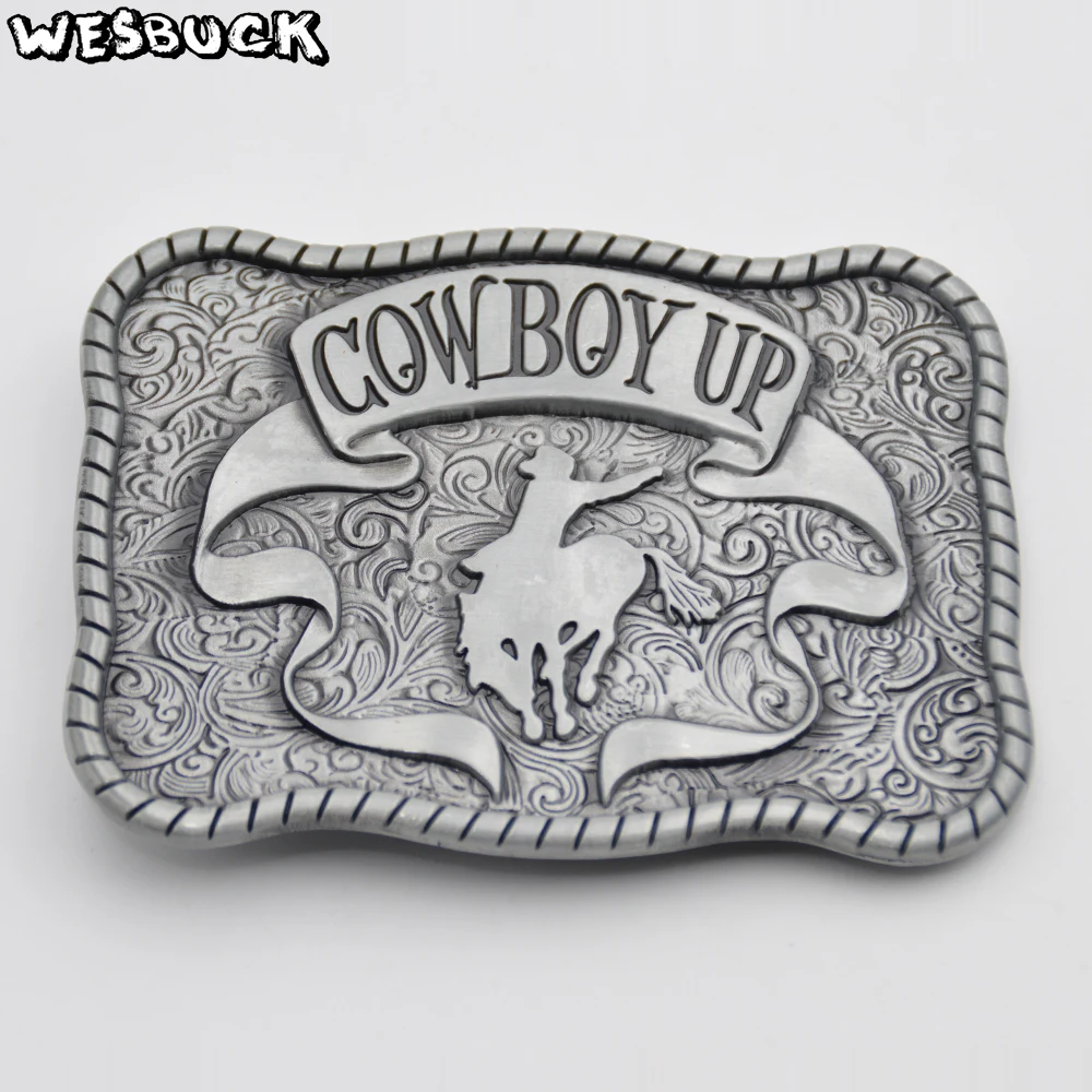 WesBuck Brand Horse Cow Boy Up Buckles Meltal Cool Flower Belt Buckles ...