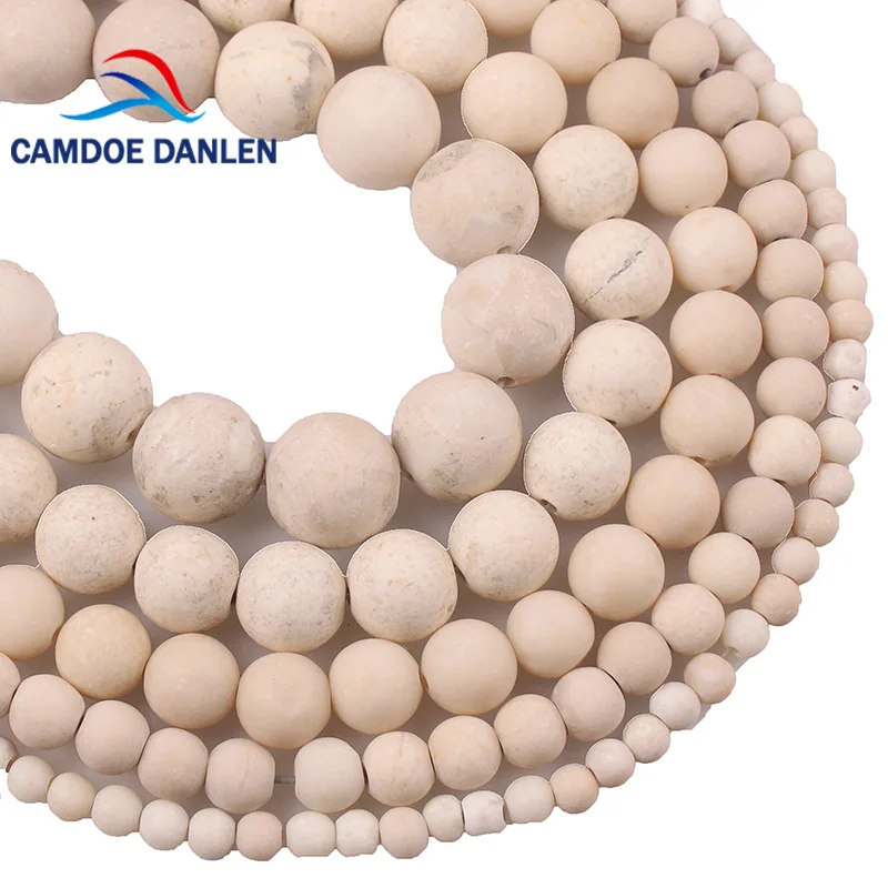 100% Natural Matte Riverstone Fossils Stone Round Loose Beads 4 6 8 10 ...