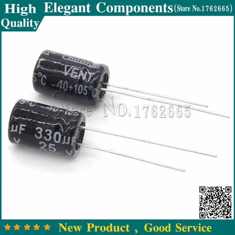 200PCS 25V 330UF 330UF 25V Aluminum Electrolytic Capacitor Size 8*12MM ...