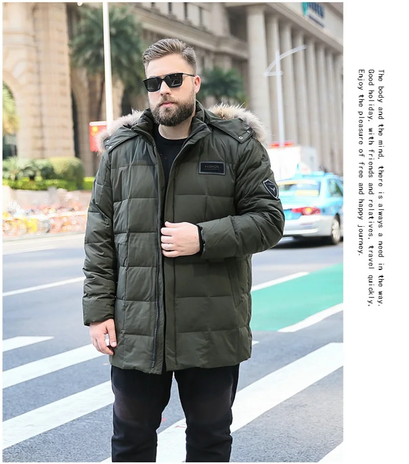 Белый утиный пух мужской плюс удобрение XL пуховик 8xl пуховик очень большой длинный меховой ...