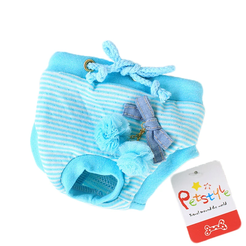 Striped Casual Dog Physique Pants Cute Cotton Yarn Flower Pet Sanitary ...