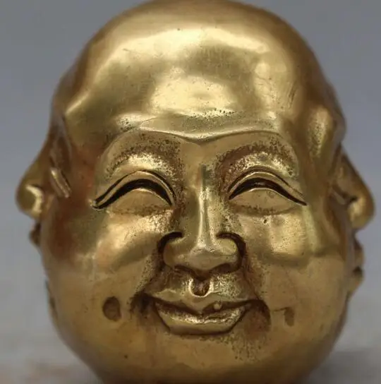 WBY 512+++Chinese Bronze Carving 4 Face Buddha Happy Angry Sad Pleasure ...