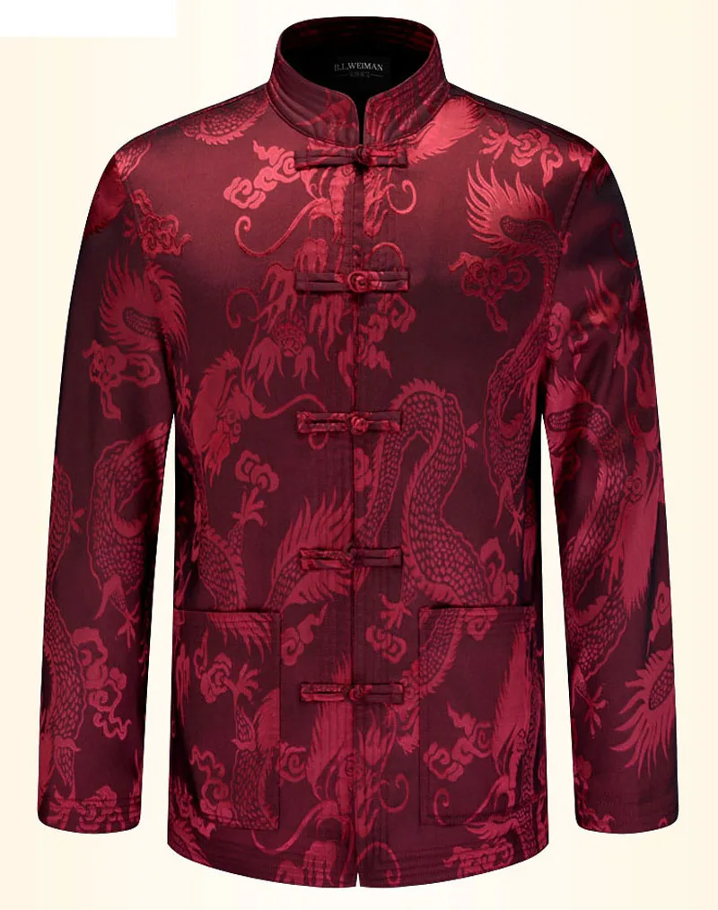Two Double Chinese Traditional Men's Mandarin Collar Dragon Jackets ...