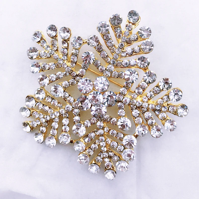Wukaka Fashion crystal snowflake brooch suit men lapel pin Christmas ...